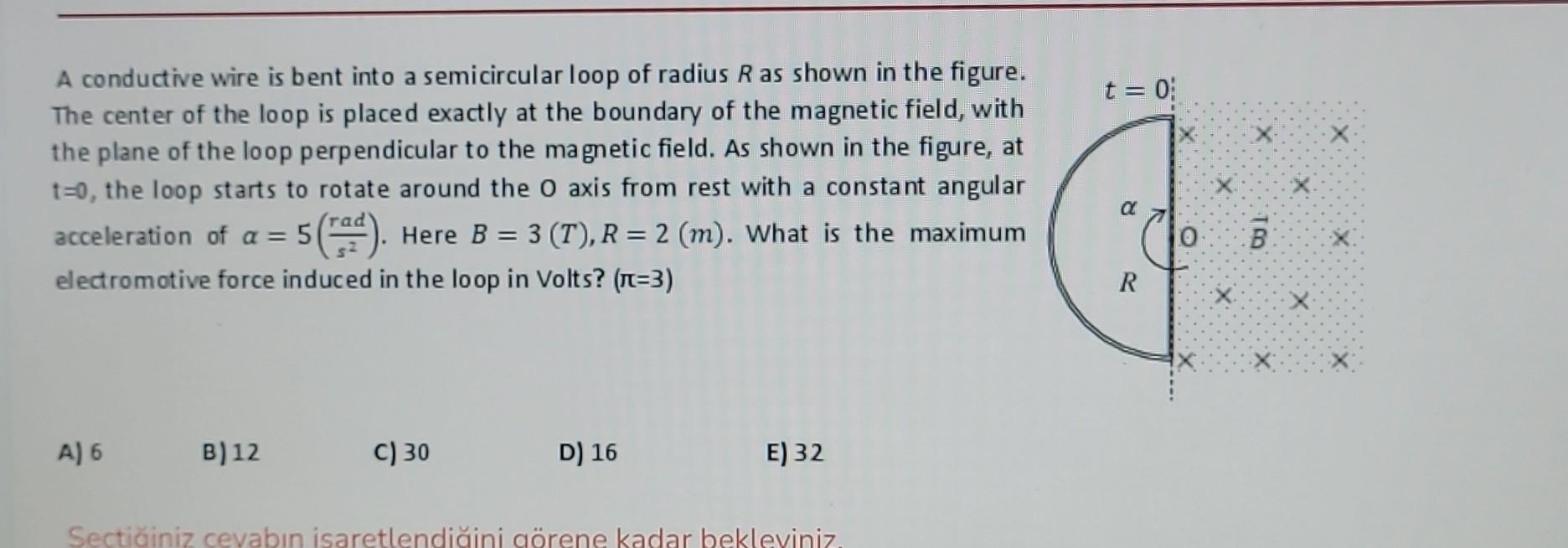 A conductive wire is bent into a semicircular loop of | Chegg.com
