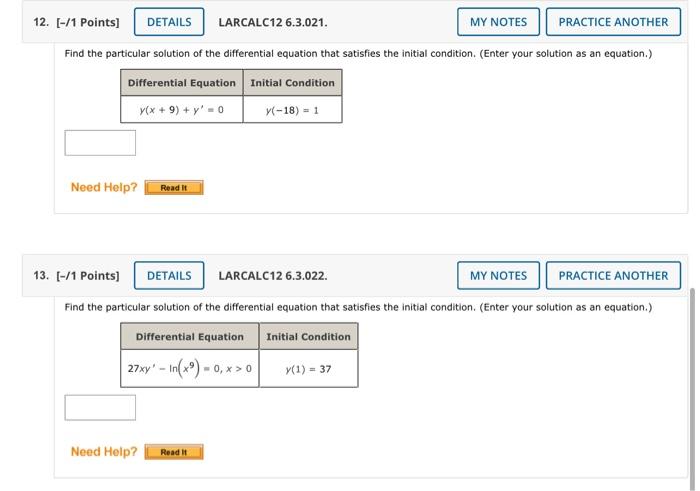 Solved 12. [-/1 Points] DETAILS LARCALC12 6.3.021. MY NOTES | Chegg.com