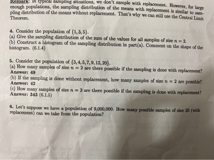 Solved Remark: In typical sampling situations, we đon't | Chegg.com