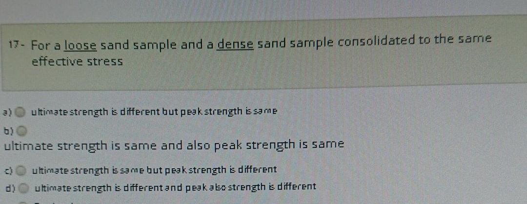 Solved 17- For a loose sand sample and a dense sand sample | Chegg.com