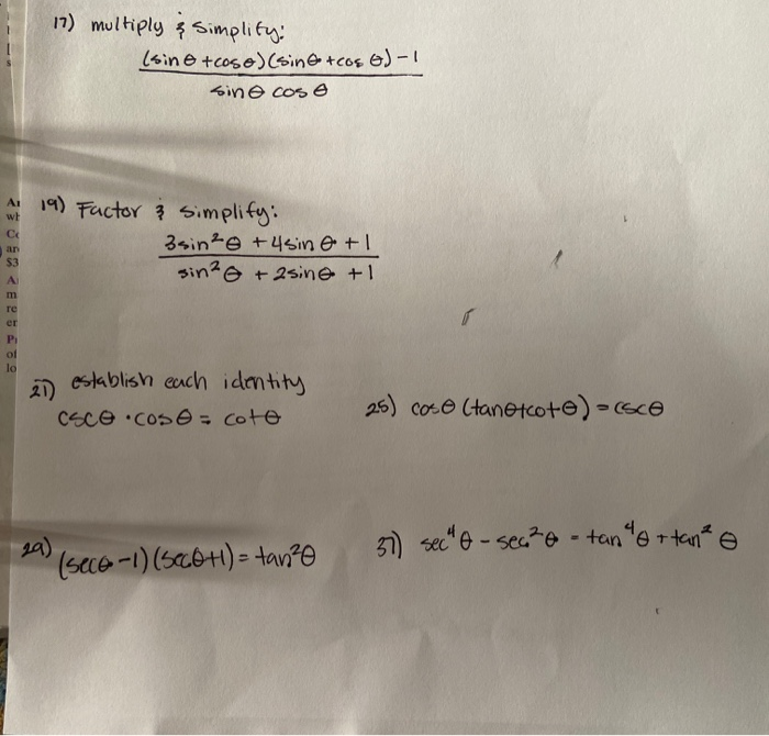Solved I 17) multiply & Simplity: Isine +cose) (sin do +cos | Chegg.com