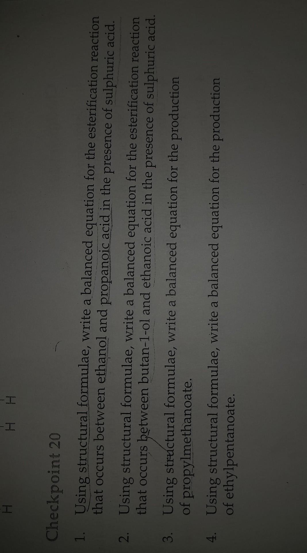 Solved Checkpoint 20 1. Using structural formulae, write a | Chegg.com