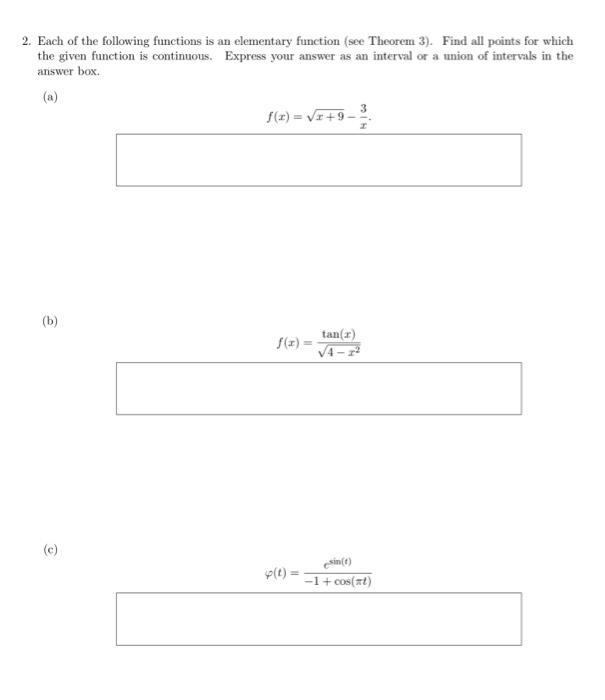 Solved 2. Each of the following functions is an elementary | Chegg.com