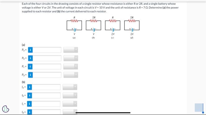 Solved Each of the four circuits in the drawing consists of | Chegg.com