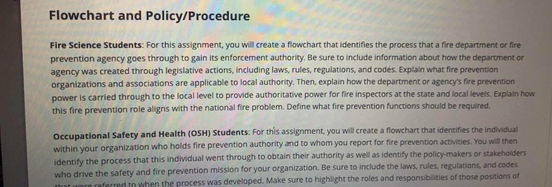Solved Flowchart and Policy/ProcedureFire Science Students: | Chegg.com