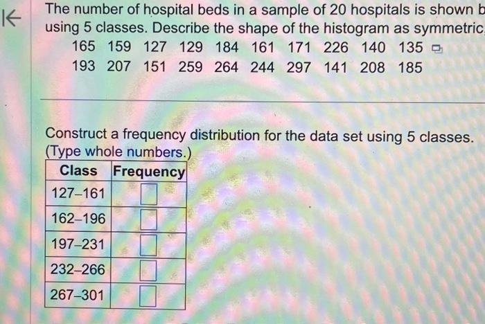 Solved The number of hospital beds in a sample of 20 | Chegg.com