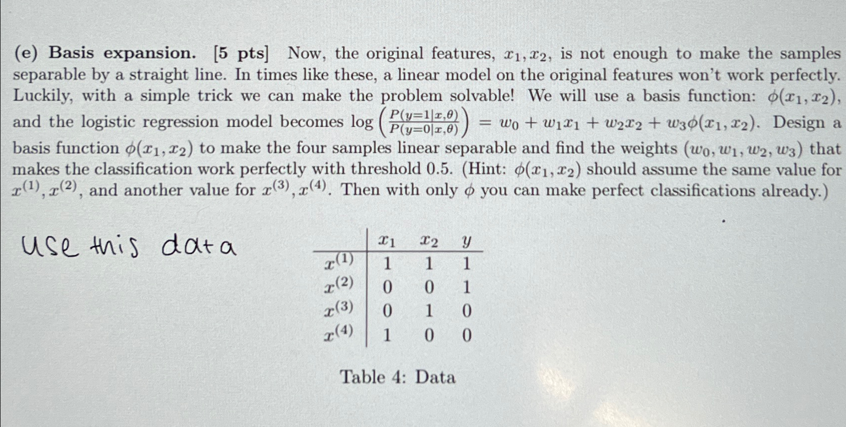 Solved (e) ﻿Basis expansion. [5 ﻿pts] ﻿Now, the original | Chegg.com