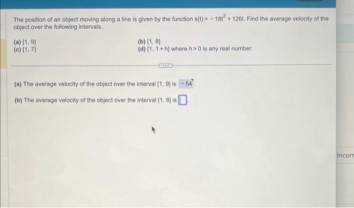Solved The position of an object moving along a line is | Chegg.com