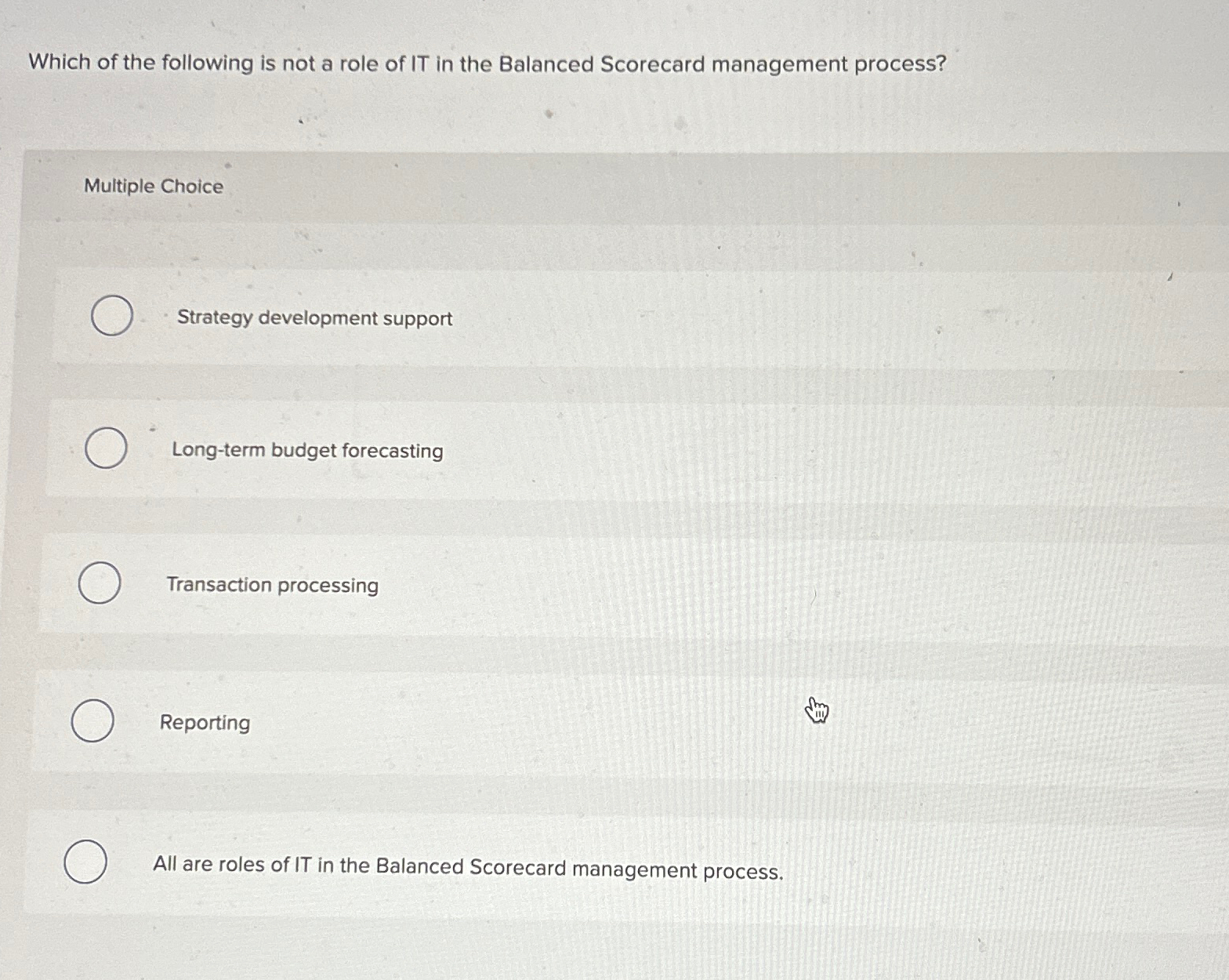 Solved Which of the following is not a role of IT in the | Chegg.com