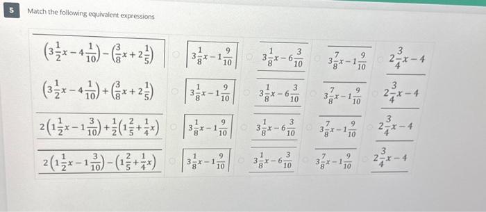 Solved Match the following equivalent expressions | Chegg.com