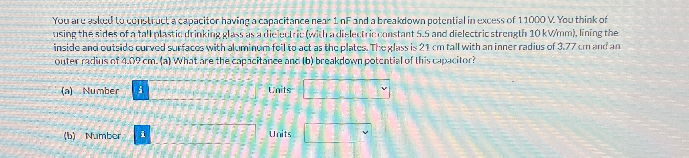Solved You are asked to construct a capacitor having a | Chegg.com