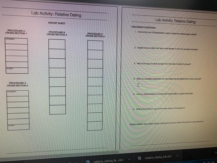 Solved Lab Activity: Relative Dating Lab Activity: Relative | Chegg.com