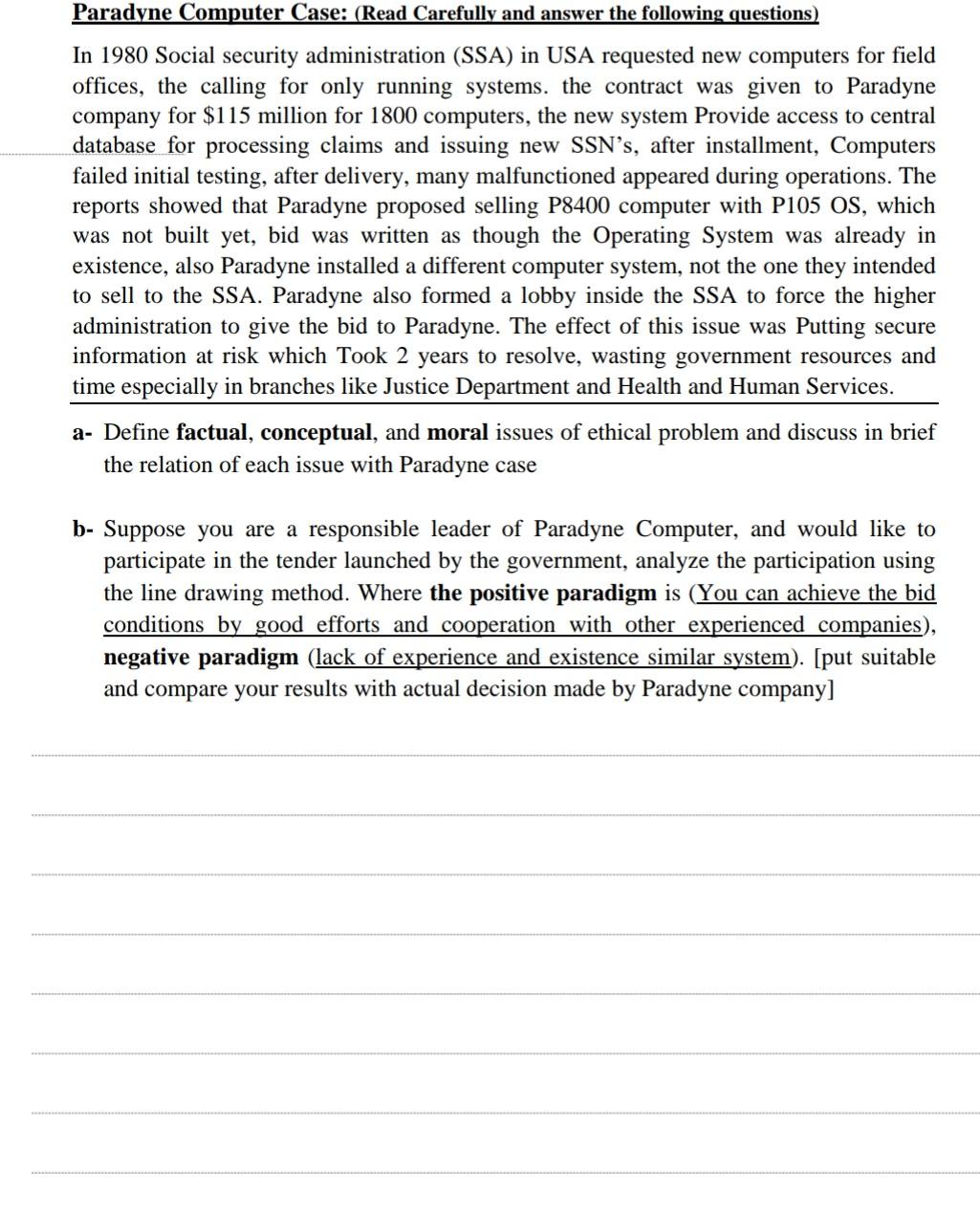 Paradyne Computer Case: (Read Carefully and answer | Chegg.com