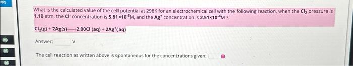 Solved What Is The Calculated Value Of The Cell Potential At