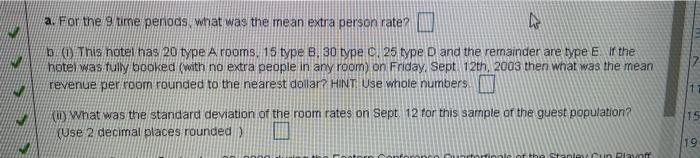 Solved The following table shows a sample of room rates | Chegg.com
