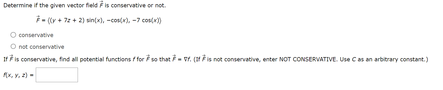 Solved Determine if the given vector field vec(F) ﻿is | Chegg.com