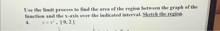 Solved Use the limit process to find the area of the region | Chegg.com