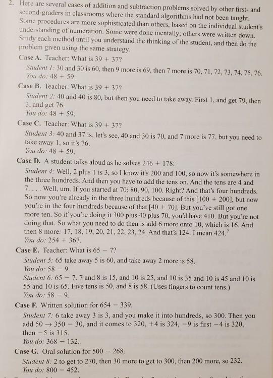 Solved 2. Here are several cases of addition and subtraction | Chegg.com