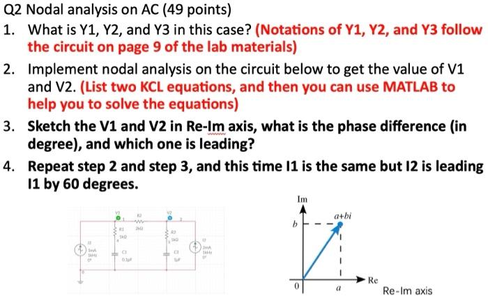 Solved Nodal analysis in AC Goal: V1 ? V2 ? - KCL at node 1 | Chegg.com