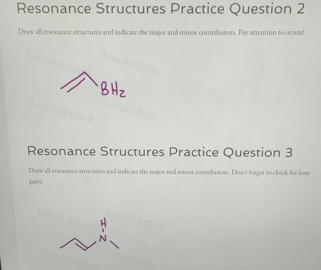 Solved Resonance Structures Practice Question 2 Draw all | Chegg.com