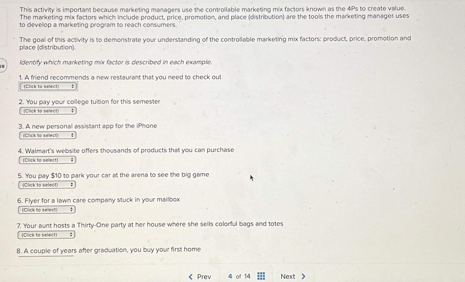 Solved This activity is important because marketing managers | Chegg.com