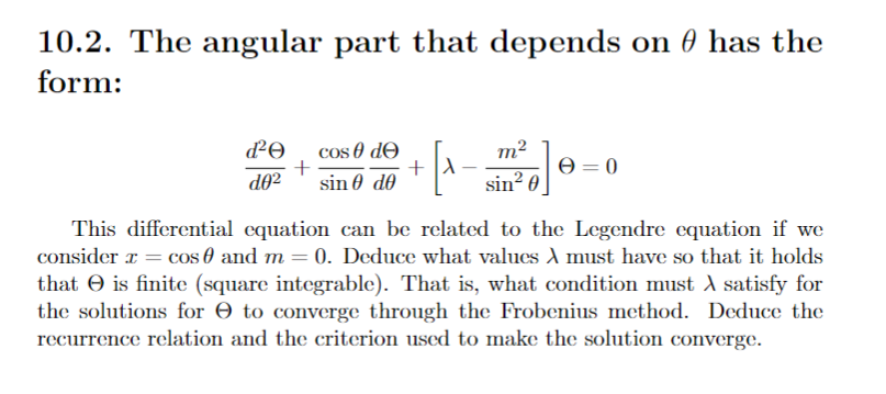 Solved Angular part of the Schrodinger Equation. 10.2. ﻿The | Chegg.com