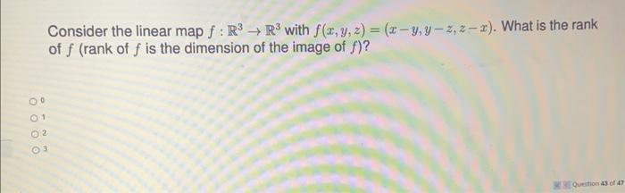 Solved Consider the linear map f:R3→R3 with | Chegg.com