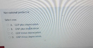 Solved Net national product isSelect one:A. ﻿GDP plus | Chegg.com