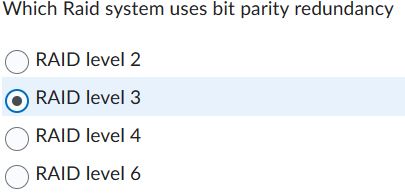 Solved Which Raid system uses bit parity redundancyRAID | Chegg.com