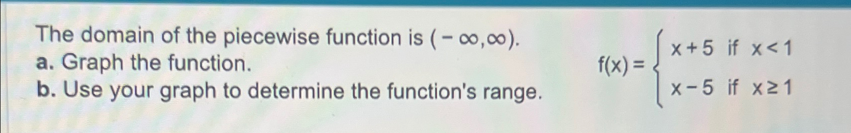 Solved The domain of the piecewise function is (-∞,∞).a. | Chegg.com