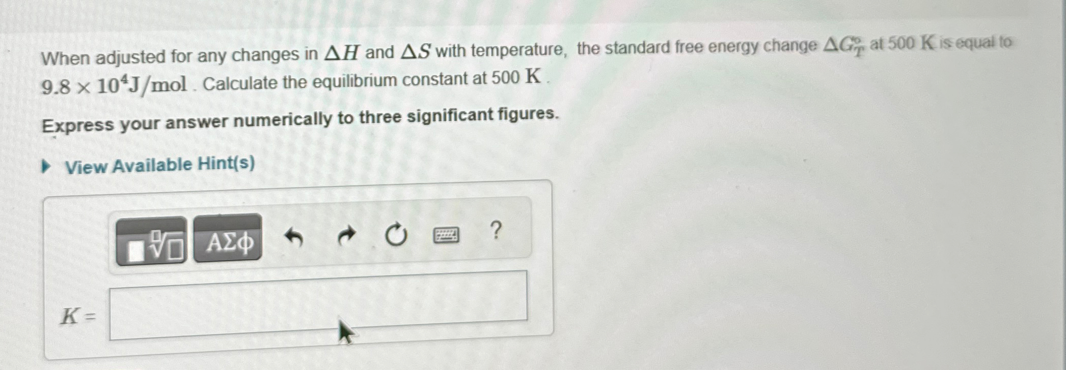 Solved When adjusted for any changes in ΔH ﻿and ΔS ﻿with | Chegg.com