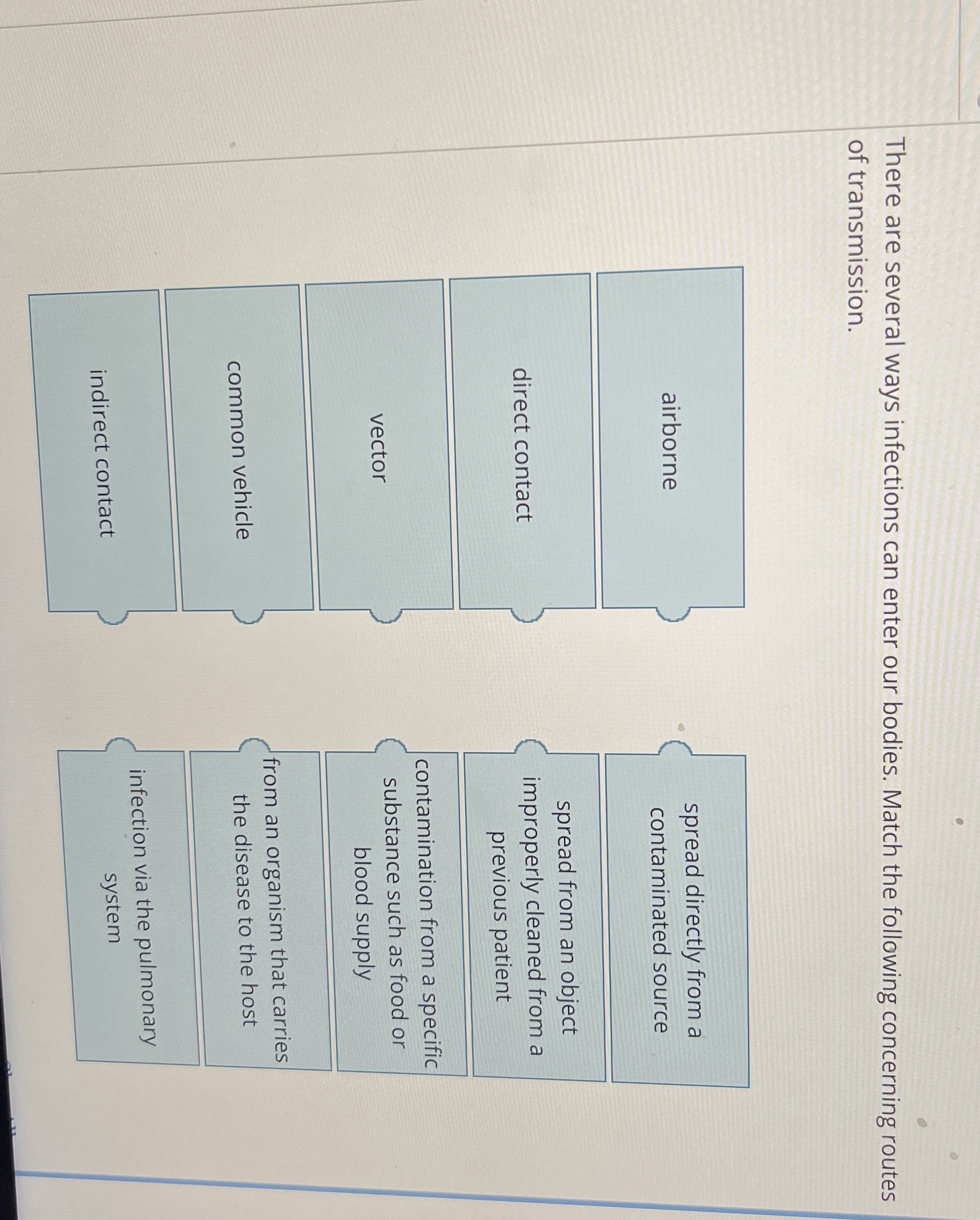 Solved There are several ways infections can enter our | Chegg.com