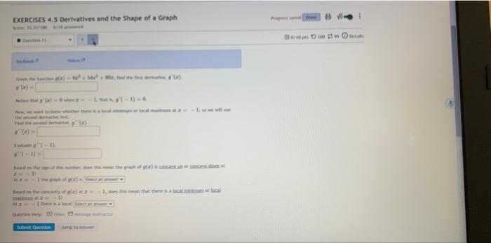 Solved EXERCISES 4.5 Derivatives and the Shape of a Graph | Chegg.com