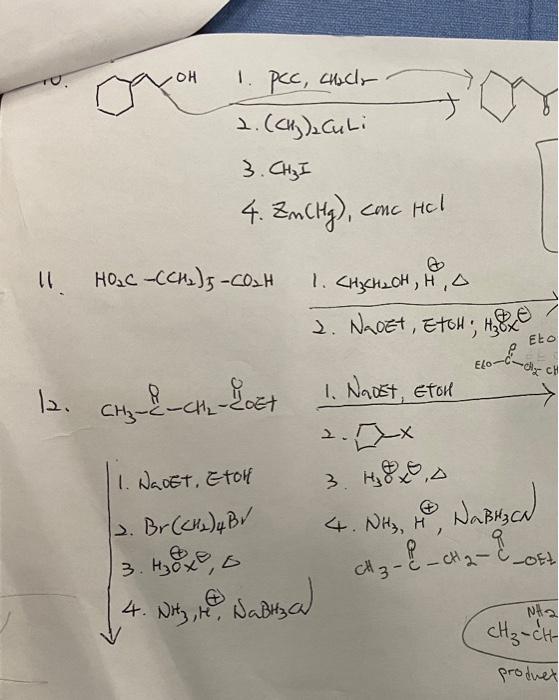 Solved OH 1. PCC, chod 2.(0) Culi 3. CH₃ I 4. Zm(Hg), conc | Chegg.com
