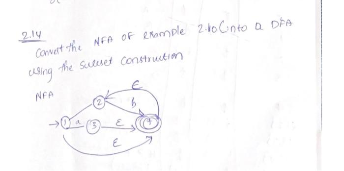 Convert a given NFA into a DFA without &-transition | Chegg.com