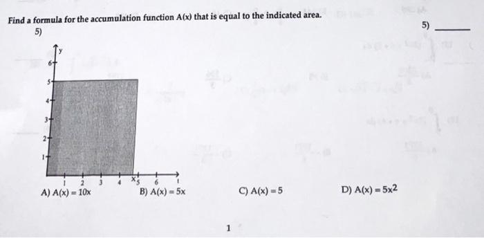 Solved Find a formula for the accumulation function A(x) | Chegg.com