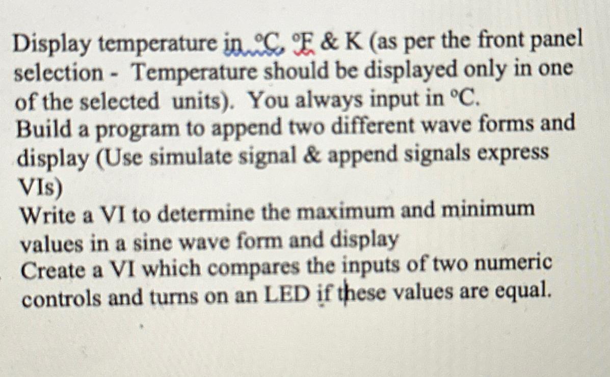 Display temperature in °C,°F&K (as per the front | Chegg.com