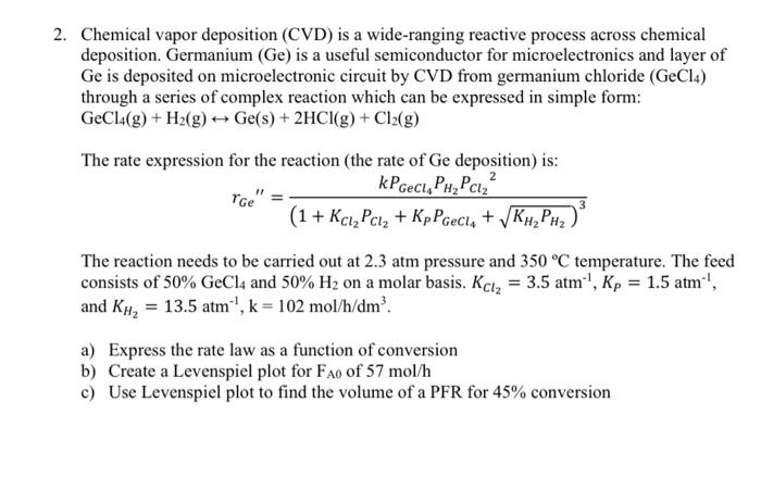 Solved Chemical vapor deposition (CVD) is a wide-ranging | Chegg.com