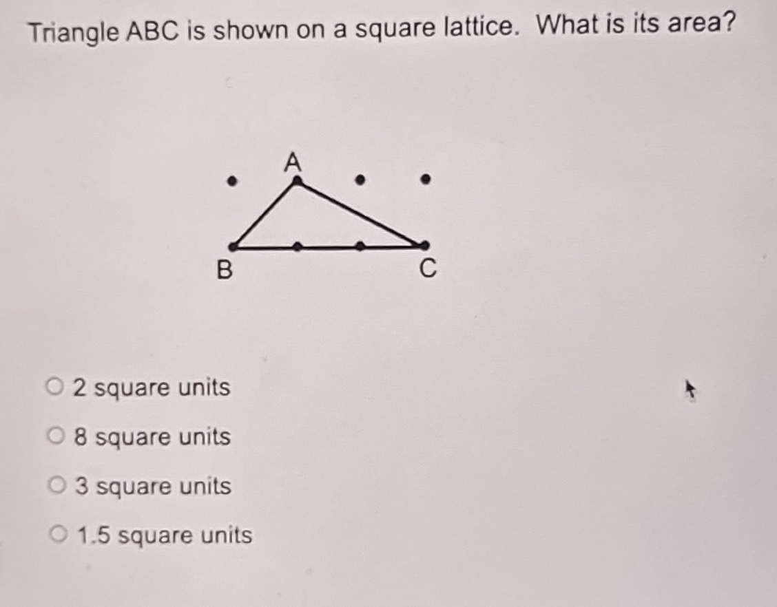 Solved Triangle ABC is shown on a square lattice. What is | Chegg.com