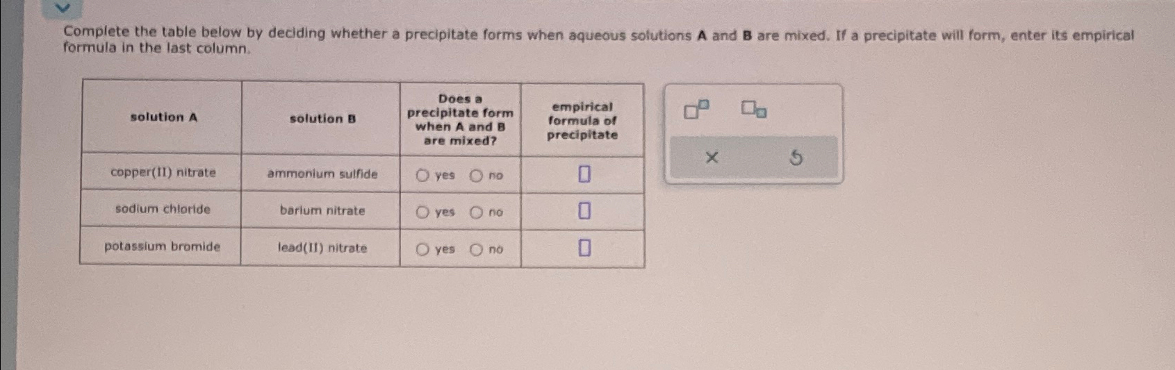 Solved Complete the table below by deciding whether a | Chegg.com
