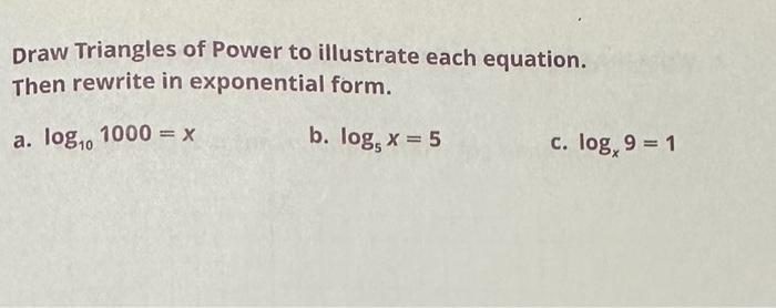 Solved Draw Triangles of Power to illustrate each equation. | Chegg.com