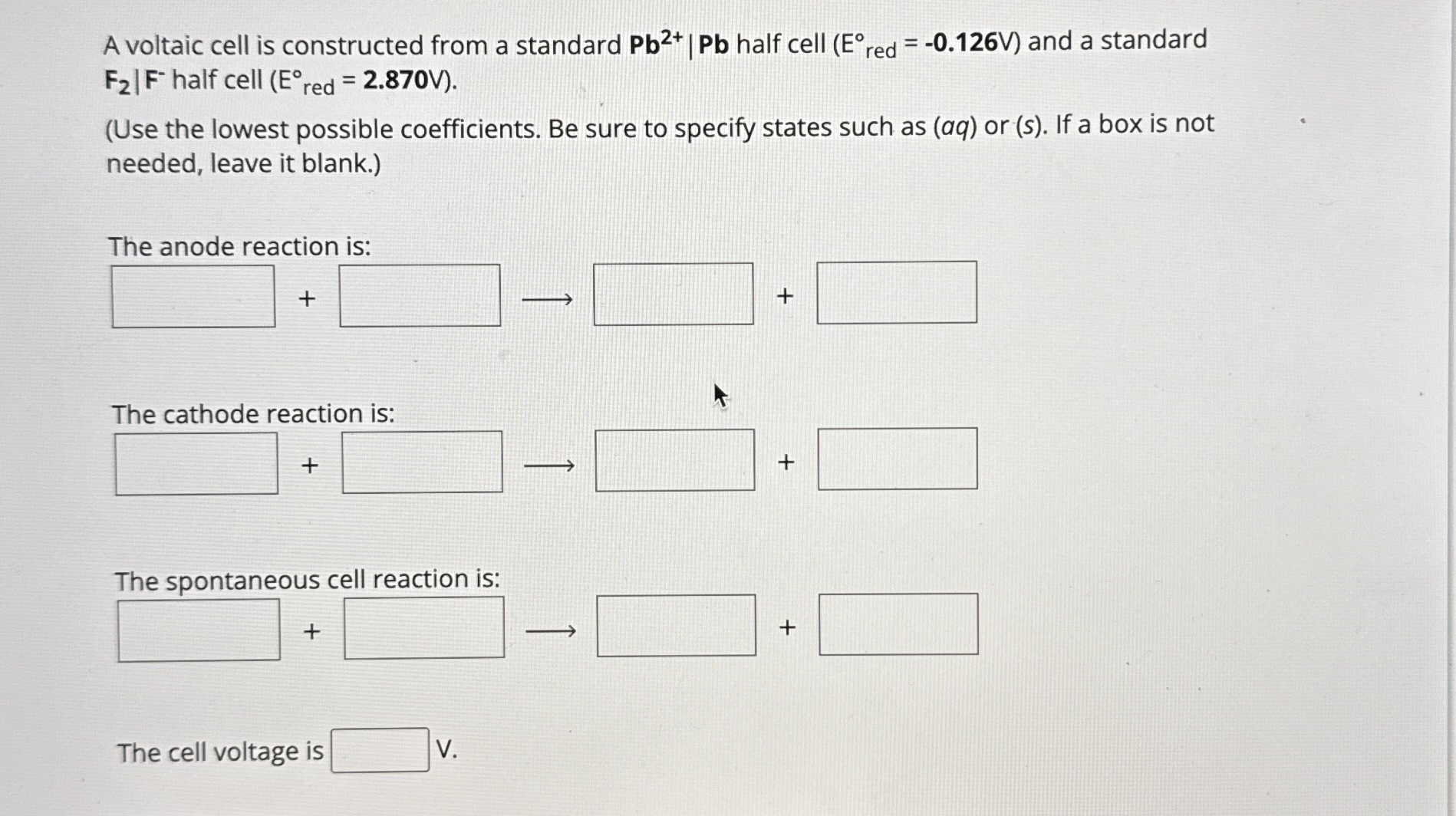 Solved A voltaic cell is constructed from a standard | Chegg.com