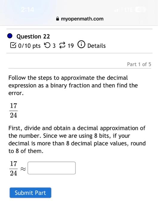 Solved Follow the steps to approximate the decimal | Chegg.com