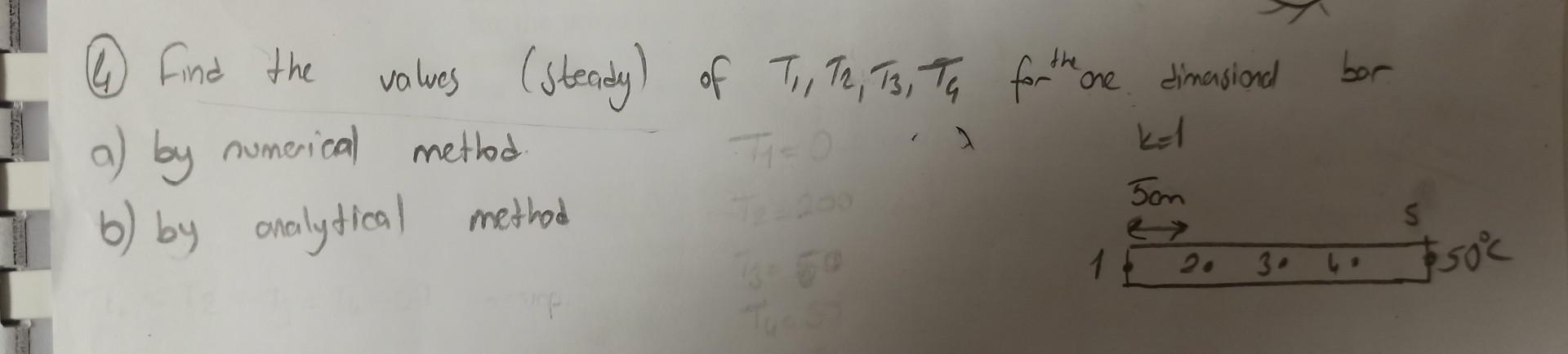 Find the values (steady) of T1, T2, T3, T4 for the | Chegg.com