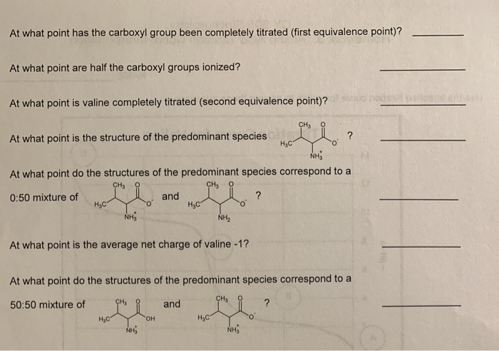 Solved Titration Curve for Valine - pH --> 0.5 1.5 -- | Chegg.com