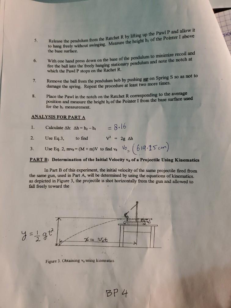 Solved EXP. # 10 THE BALLISTIC PENDULUM AND PROJECTILE | Chegg.com