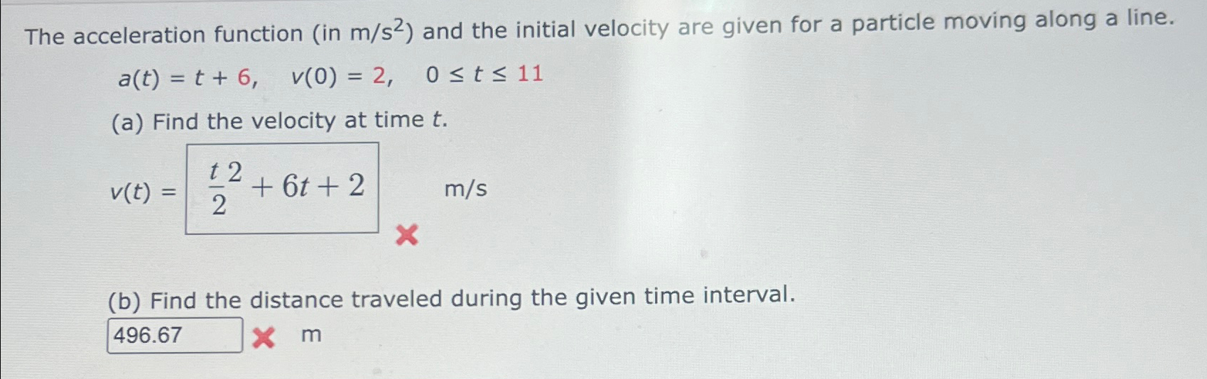 Solved The acceleration function (in ms2 ) ﻿and the initial | Chegg.com