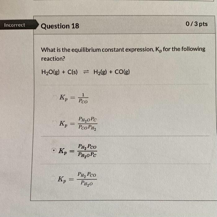 Solved What is the equilibrium constant expression, Kp for | Chegg.com