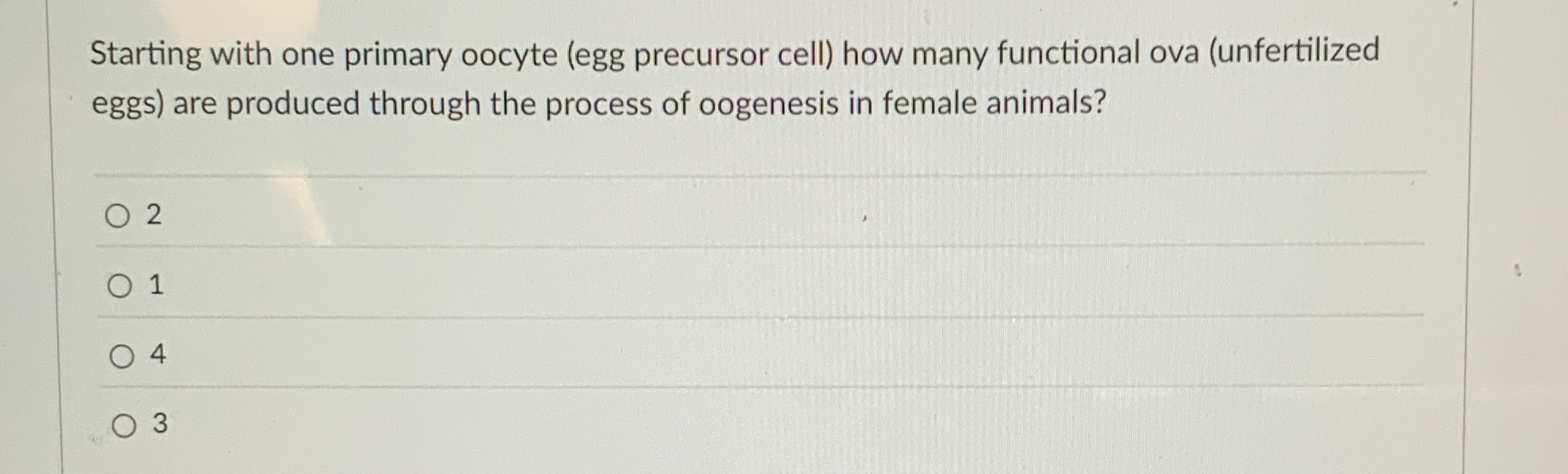 Solved Starting with one primary oocyte (egg precursor cell) | Chegg.com