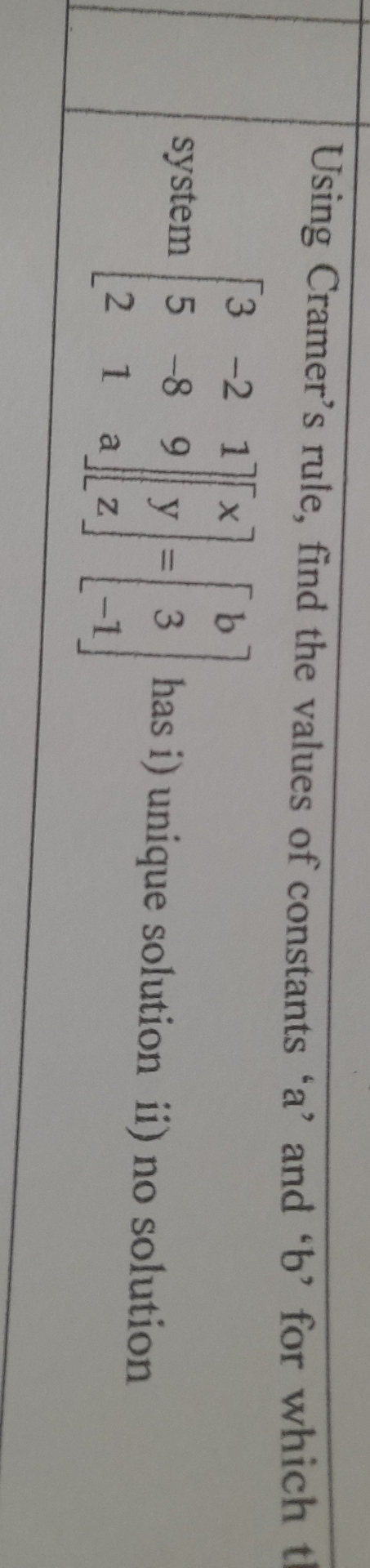 Solved Using Cramer's rule, find the values of constants | Chegg.com
